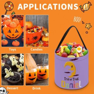 Personalized Halloween Trick or Treat Bucket for Kids Boys Girls Customized Halloween Party Gifts Custom Halloween Tote Bags Pumpkin Bat Candy Bags Basket for Halloween Party Favor Supplies