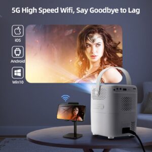 5G WiFi Portable Video Projector, 1080P HD Projector 9000L Mini Projector with Tripod, Outdoor Movie Projector Supported Compatible with Bluetooth / WIFI / USB / SD Card