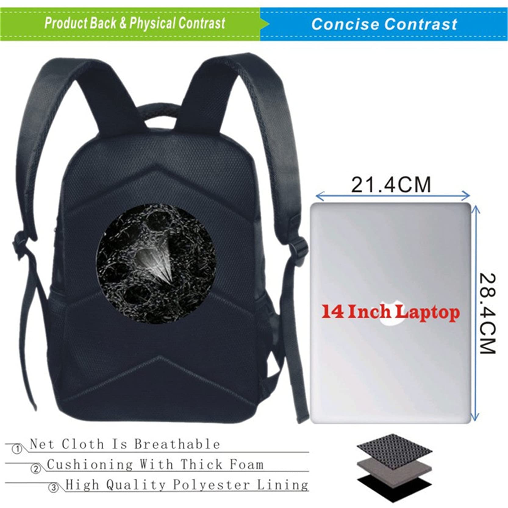 BY-CAN Canvas Lightweight Outdoor Daypack for Teens,Students Lionel Messi Classic Bookbag Durable Travel Laptop Knapsack