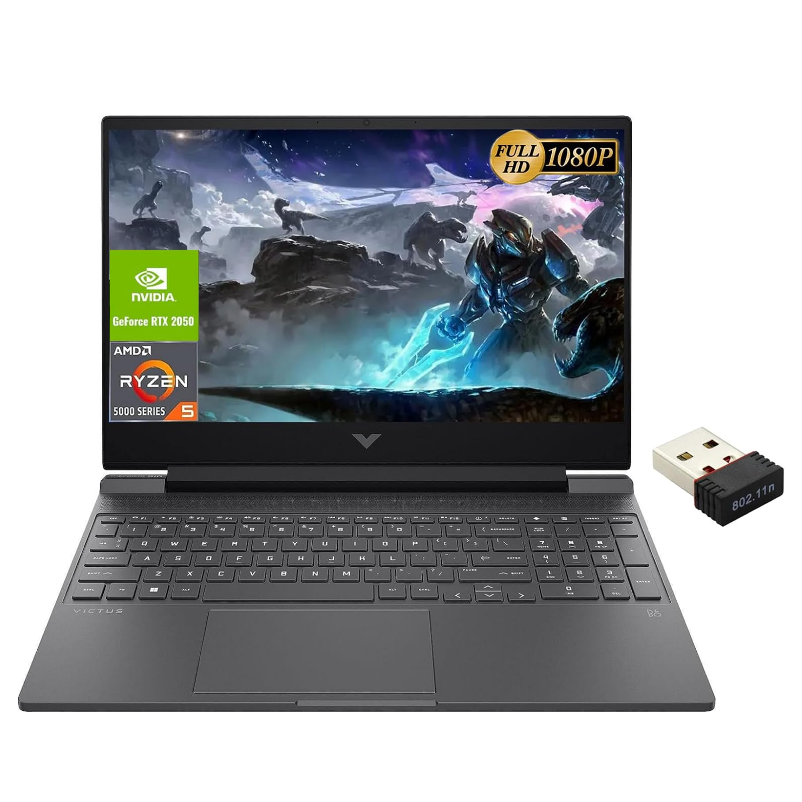 HP Victus 15 Gaming Laptop - 15.6" FHD IPS 144Hz Display, AMD Ryzen 5 7535HS Processor, 64GB DDR5 RAM, 2TB SSD, NVIDIA GeForce RTX 2050, Backlit Keyboard, HD Camera, Windows 11 Home