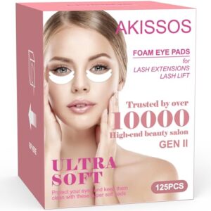 foam eye pads for lash extensions - akissos gen ii 125 pcs super soft no slip lash foam pads tape under eye pads for eyelash extensions lift tech professional beauty salon supplies - 1 rolls