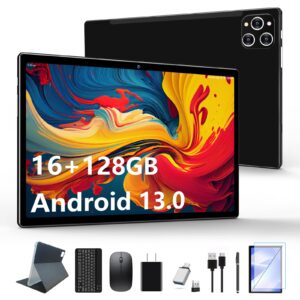 tablet 10.1 inch android 13 tablets 2024 latest android tablet 128gb rom+16gb ram (8+8 virtual), 2 in 1 tablet with keyboard, powerful octa-core+13mp camera, 1tb tf expandable, fhd wifi tablet pc