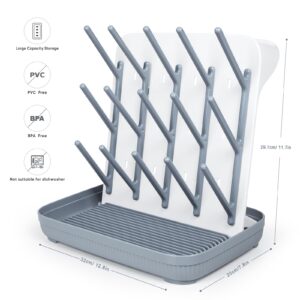 Termichy Baby Bottle Drying Rack: Large Vertical Bottle Dryer Rack Holder - Space Saving Standing Dring Rack for Baby Bottles and Pump Part Cleaning (Gray)