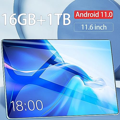 2023 Global Version 11.6 Inch Tablet Android 16GB RAM 1TB ROM Android 11.0 MTK6797 WiFi 8800mAh 10 Core Network Full Screen Blue / 12GB 512GB / UK-Plug