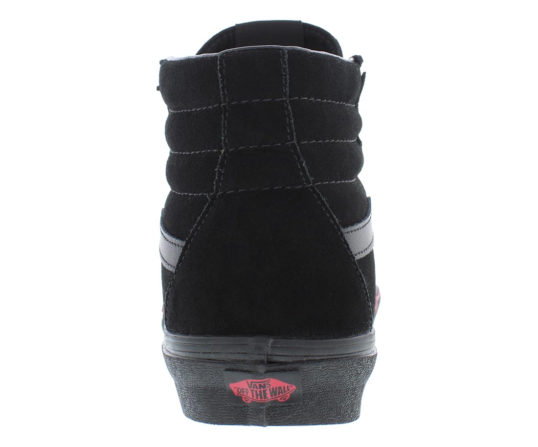 Vans Sk8-Hi Unisex Casual High-Top Skate Shoes, Black Suede/Red Flames, Men 9.5/Women 11