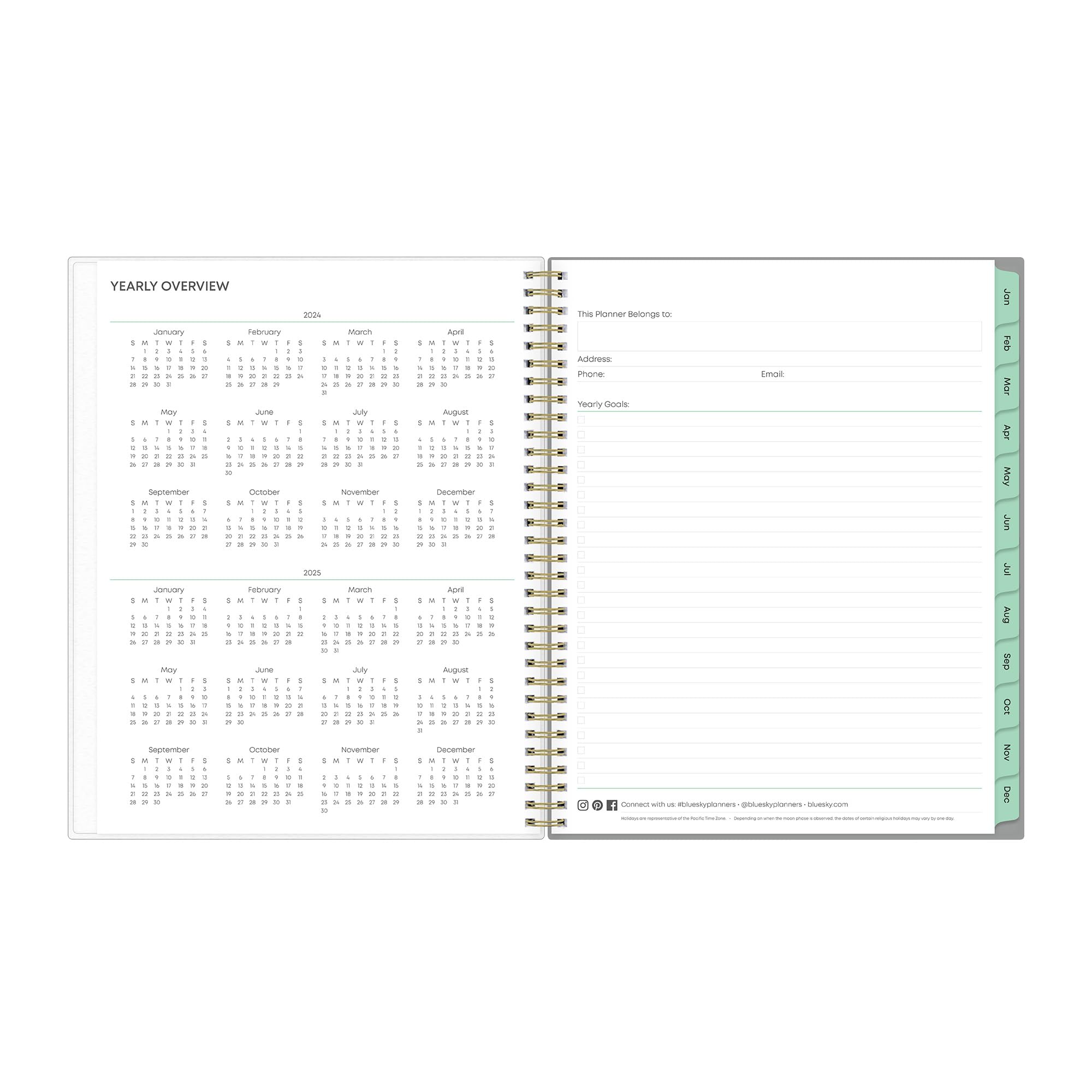 2024 Blue Sky™ Sophie Frosted Weekly/Monthly Planning Calendar, 8-1/2" x 11", Multicolor, January to December 2024, 1400