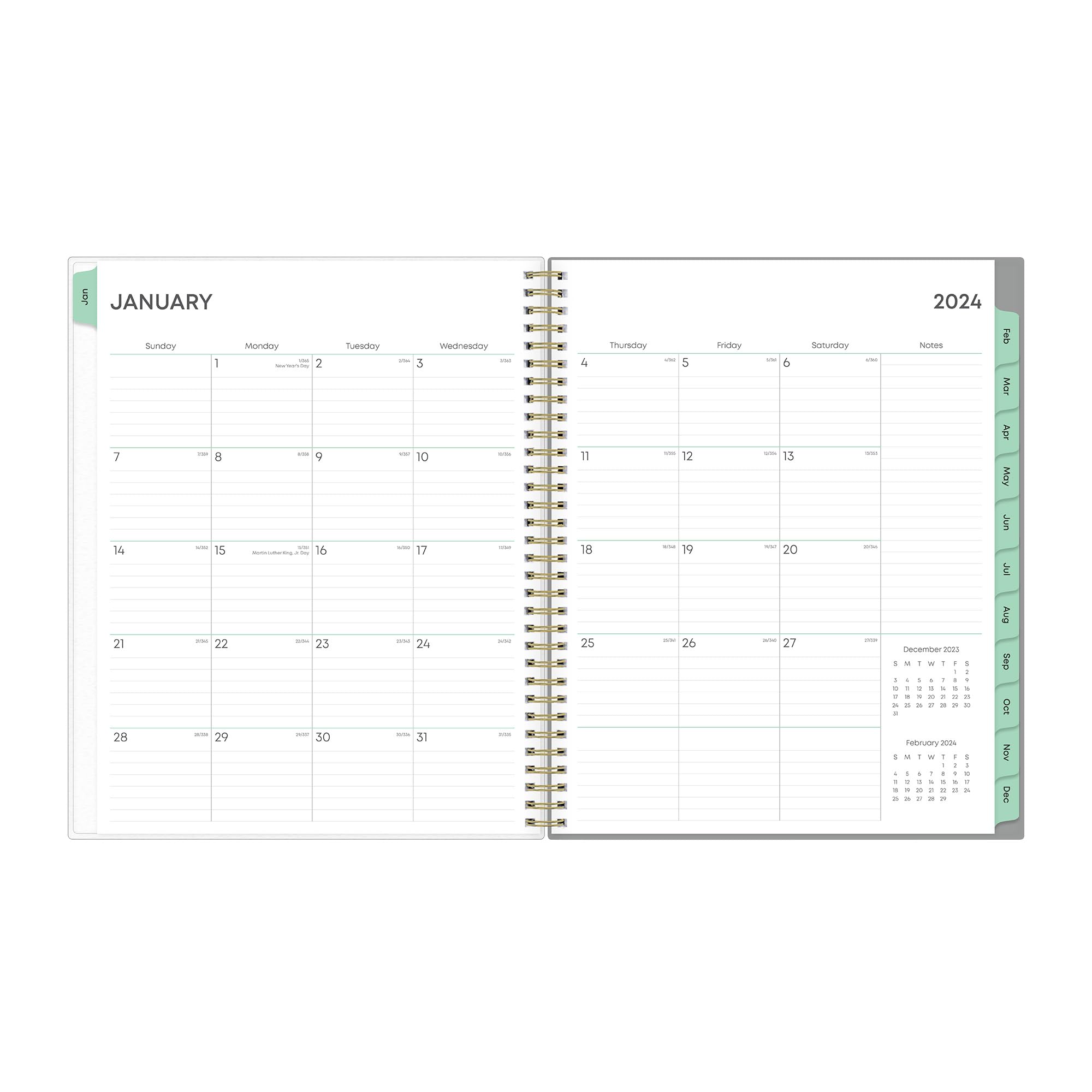 2024 Blue Sky™ Sophie Frosted Weekly/Monthly Planning Calendar, 8-1/2" x 11", Multicolor, January to December 2024, 1400