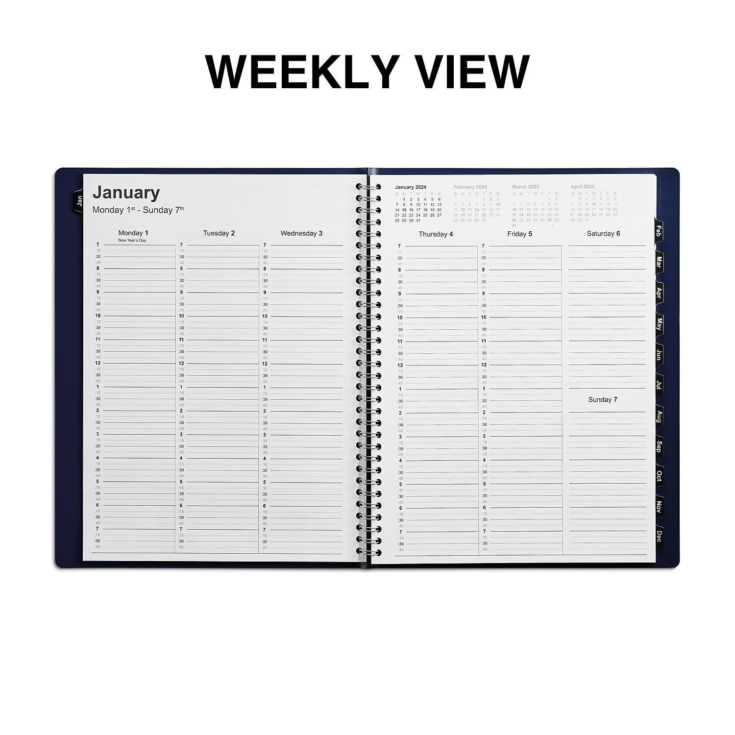 2024 Staples 8-inch x 11-inch Weekly & Monthly Appointment Book, Navy (TR58470-24)