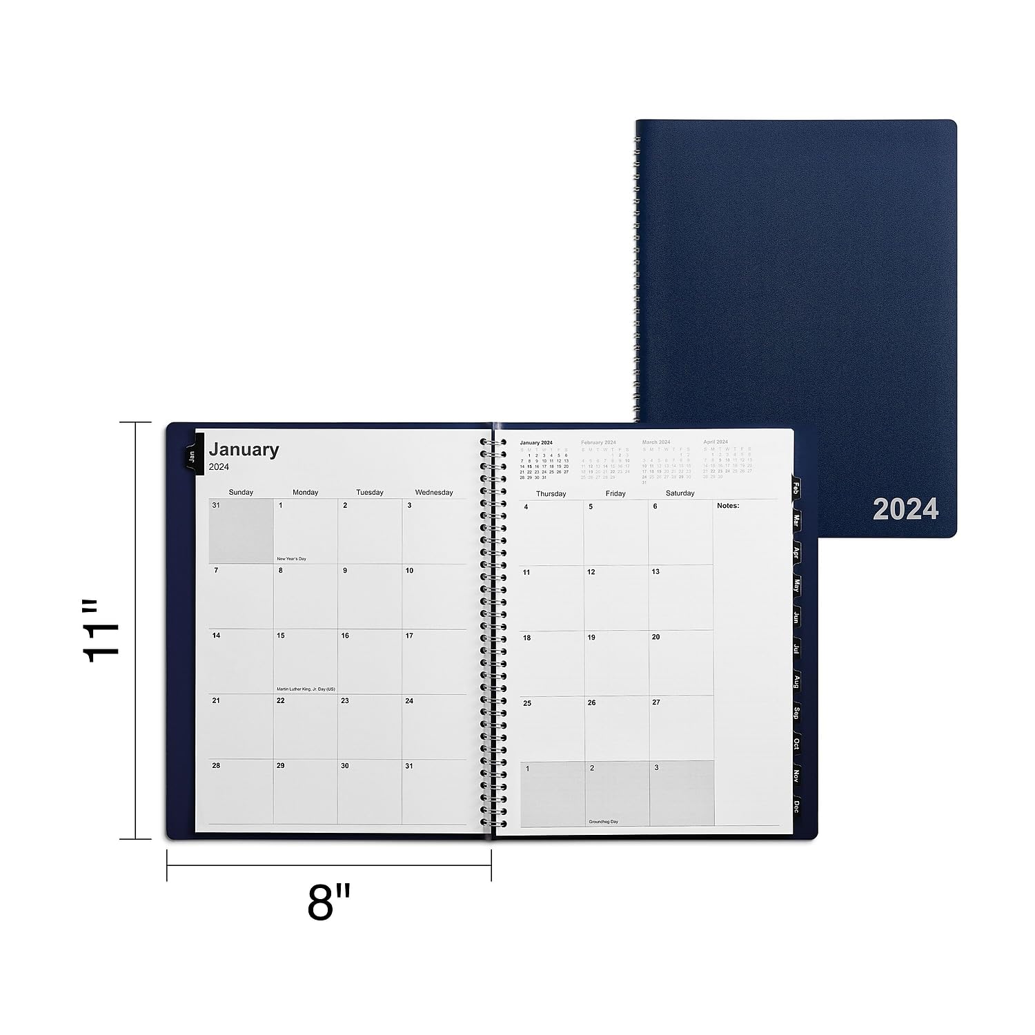 2024 Staples 8-inch x 11-inch Weekly & Monthly Appointment Book, Navy (TR58470-24)