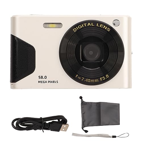 Digital Zoom Camera, Timing Photo Auto Focus Face Recognition 800mAh 4K HD Smart Camera 2.7in TFT Screen for for Picture Shooting (White)