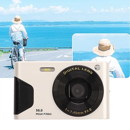 Digital Zoom Camera, Timing Photo Auto Focus Face Recognition 800mAh 4K HD Smart Camera 2.7in TFT Screen for for Picture Shooting (White)