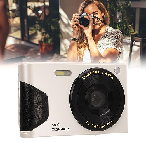 Digital Zoom Camera, Timing Photo Auto Focus Face Recognition 800mAh 4K HD Smart Camera 2.7in TFT Screen for for Picture Shooting (White)