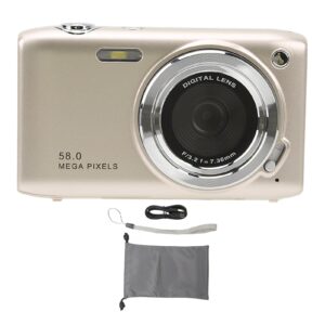 Digital Video Camera, Face Recognition Auto Focus 2.88 Inch Screen 58M 4K Digital Camera 16X for Daily Life (Gold)