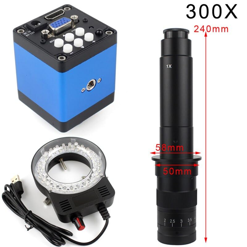 HDMI VGA 13MP Monocular Microscope Digital Camera + 130X 180X Adjustable Lens + 56 LED Light Suit for Repair Phone Soldering (Color : 13MP Camera)