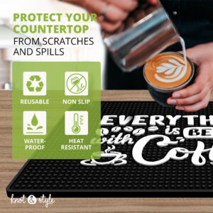 Coffee Bar Mat (18"x12") - Absorbent & Non-Slip Silicone - Perfect for Coffee Makers, Espresso Machines & Countertops - Stylish, Heavy-Duty & Easy-Clean Accessory for Shops, Restaurants & Hotels