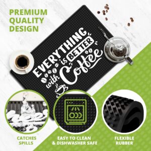 Coffee Bar Mat (18"x12") - Absorbent & Non-Slip Silicone - Perfect for Coffee Makers, Espresso Machines & Countertops - Stylish, Heavy-Duty & Easy-Clean Accessory for Shops, Restaurants & Hotels