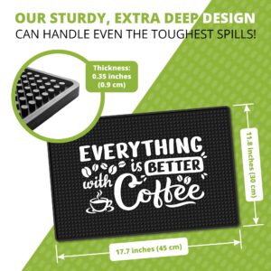 Coffee Bar Mat (18"x12") - Absorbent & Non-Slip Silicone - Perfect for Coffee Makers, Espresso Machines & Countertops - Stylish, Heavy-Duty & Easy-Clean Accessory for Shops, Restaurants & Hotels