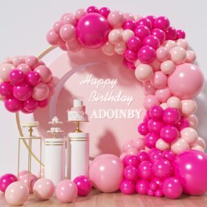 pink balloons arch kit, adoinby 139pcs pastel pink hot pink balloon garland kit, 18 12 10 5 inch different size balloons for wedding birthday princess theme baby shower bridal shower party decorations