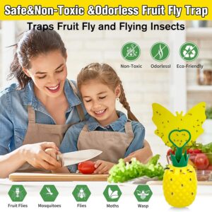 Fruit Fly Trap for Indoors, 2023 Upgrade Fruit Fly Gnat Traps for House Indoor with Yellow Sticky Pads, Non-Toxic Reusable Fruit Fly Gnat Killer Fly Catcher Comes with Bait for Plant/Kitchen (2 Pack)