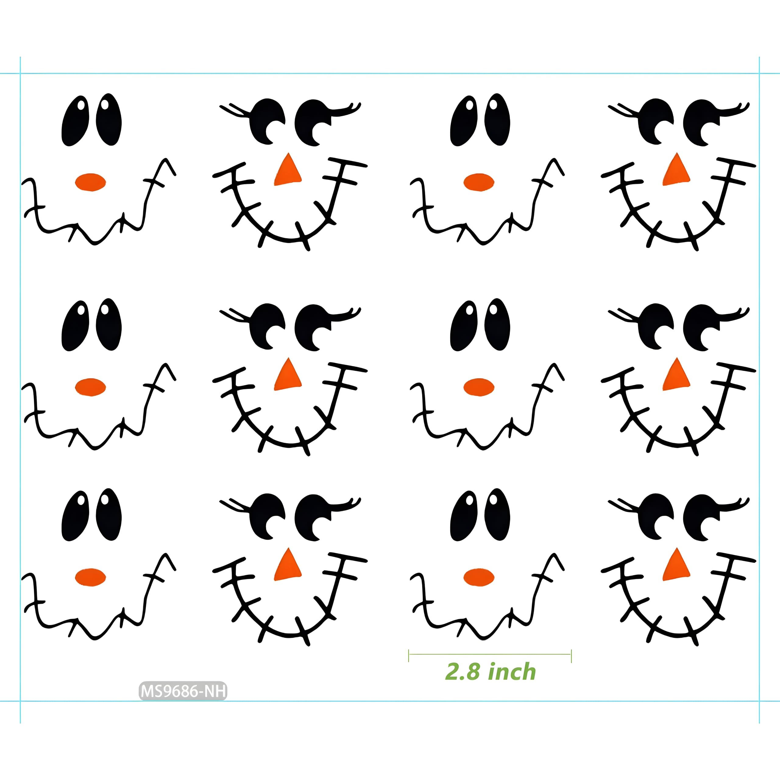 24 Pcs Scarecrow Vinyl Decals Scarecrow Faces DIY Craft Vinyl Art Stickers, Scarecrow Wall Decals Stickers Halloween Christmas Glass Window Sticker