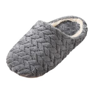 womens house slippers soft memory foam closed toe non slip cute comfortable shoes winter indoor fluffy slippers dark gray,8.5