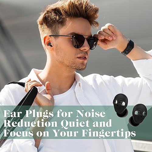 Ear Plugs for Noise Reduction Reusable Hearing Protection in Flexible Silicone for Concerts,Work,Study 8 Size Eartips with Small Box,Perfect -30dB Earplugs for Sleeping Noise Cancelling (Deep Black)