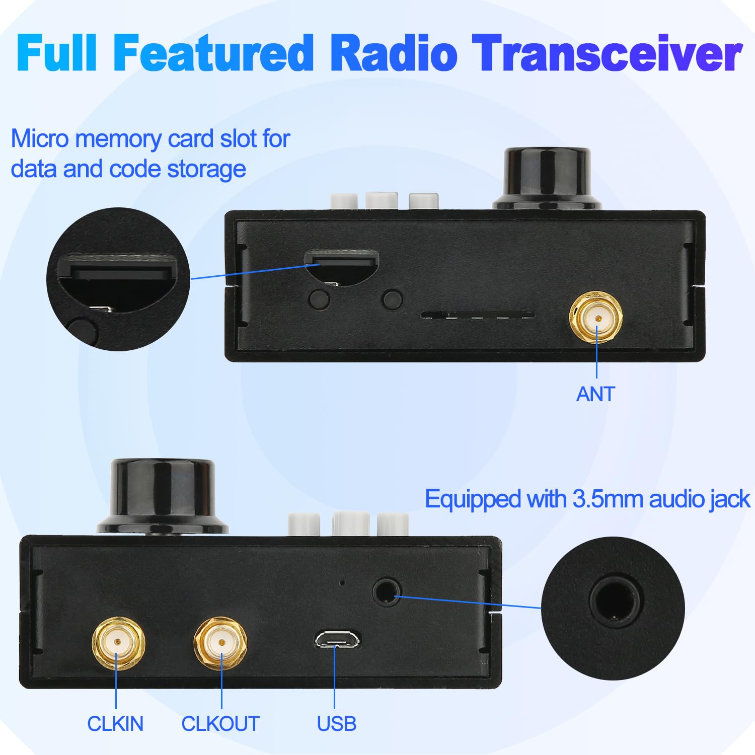 Portapack H2, 3.2in TFT Touch Screen Radio Transceiver 1MHz‑6GHz, SDR Radio Receiver Kit for Communication, 3.5mm Audio Jack USB Charge, Built-in Speaker and 2000mAh Lithium Battery