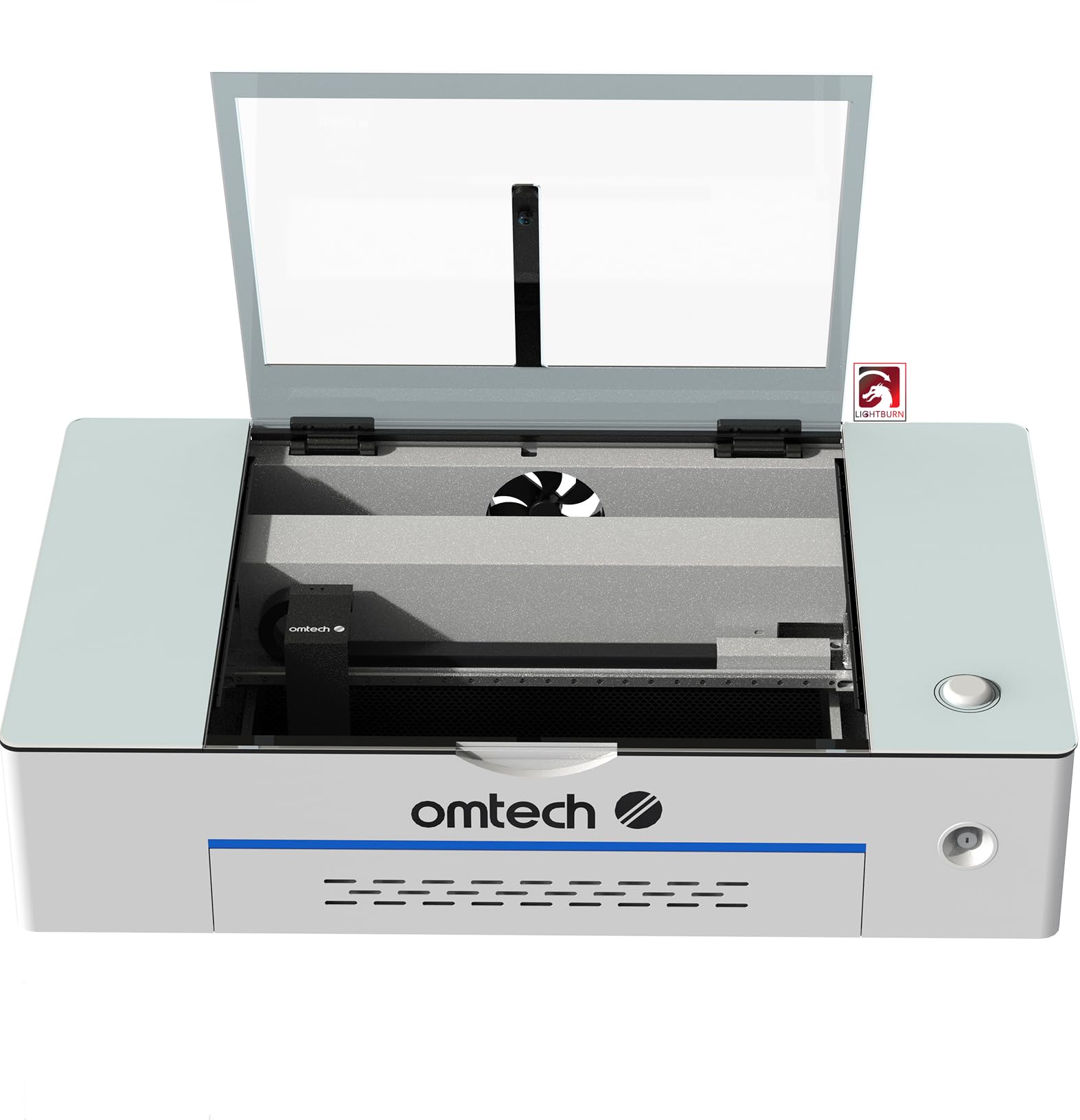 OMTech 50W Desktop Laser Engraver with LightBurn,12x20 CO2 Laser Engraving Machine with 2 Rotary Axes 5MP Camera Fume Extractor Water Chiller,Polar 350 Laser Machine Laser class 2，0.827mW output power