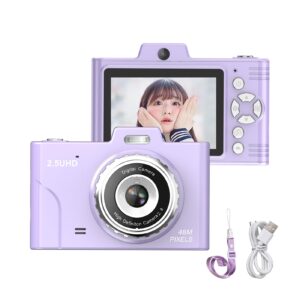 Andoer Digital Camera Portable Kids Camera 1080P Compact Camera 48Mp Dual Lenses 8× Optical Zoom Mini Ccd Camera with 2.8-Inch Tft Screen Great Gift for Boy Girl Kid Adult Teenager Student