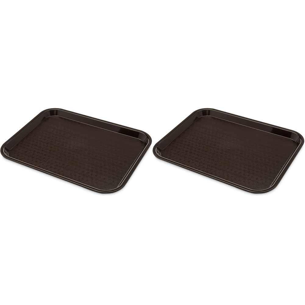 Carlisle FoodService Products Café Standard Cafeteria/Fast Food Tray, 11" x 14", Dark Brown (Pack of 2)