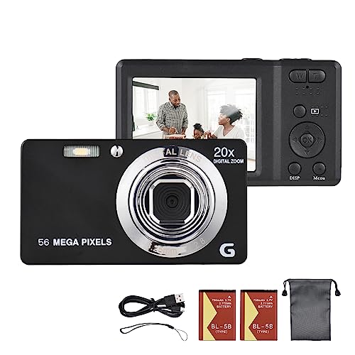 Andoer Kids Camera, 2.7-inch TFT Portable Digital Camera 56MP 4K Ultra HD 20X Zoom Auto Focus Self-Timer Face Detection Anti-Shaking with 2pcs Batteries Hand Strap Great Gift for for Kids Teens