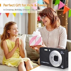 Andoer Kids Camera, 2.7-inch TFT Portable Digital Camera 56MP 4K Ultra HD 20X Zoom Auto Focus Self-Timer Face Detection Anti-Shaking with 2pcs Batteries Hand Strap Great Gift for for Kids Teens