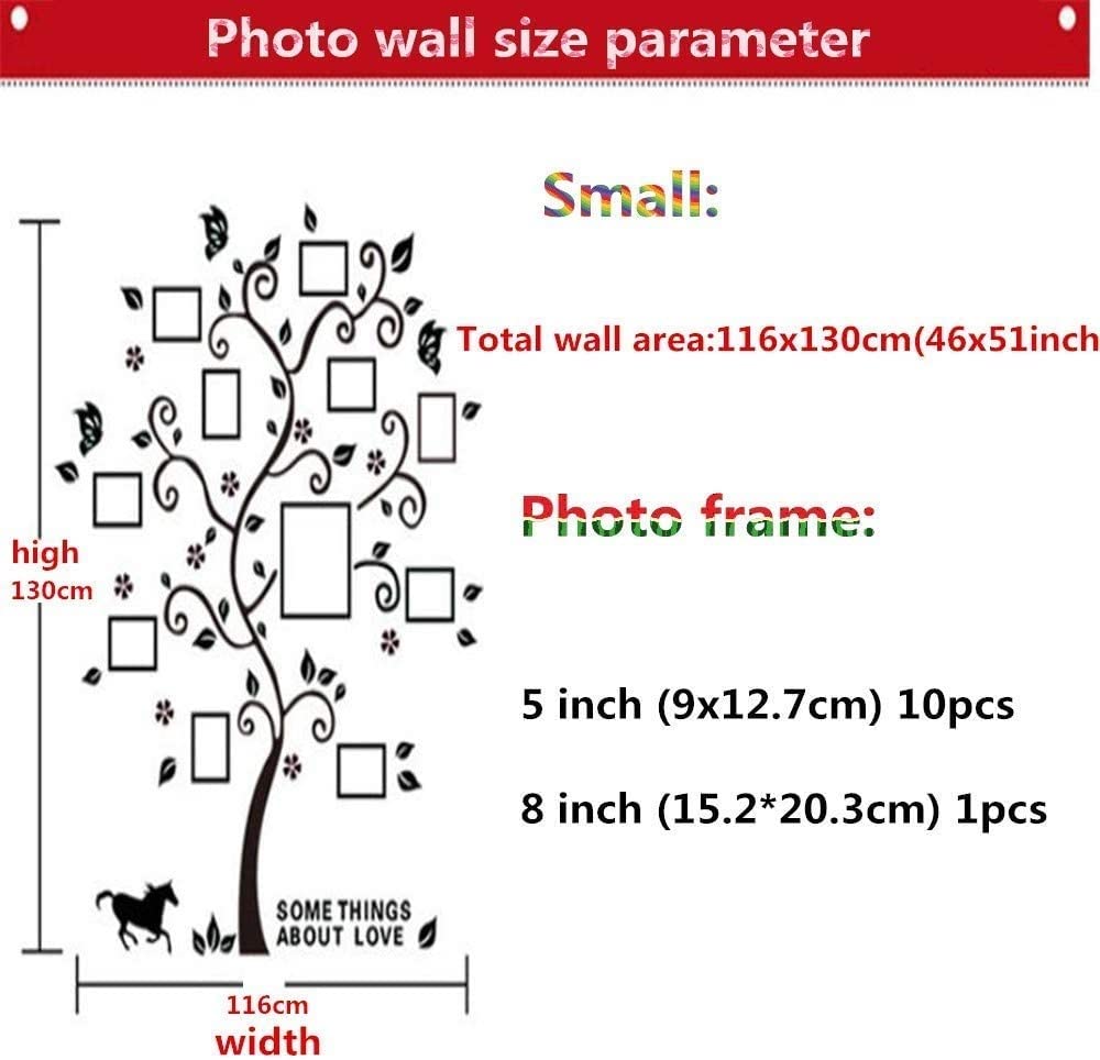 VALKEM 3D Acrylic Stereoscopic Photo Wall Tree Wall Simple Creative Photo Collage Frame Red Green Blue Multi Picture Photo Frames Wall Set Living Room Office Photo Frame Wall Decoration (Color : Red