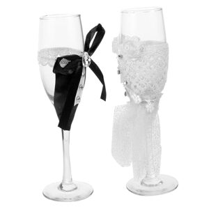 abaodam 2pcs flute delicate wine cup wedding cup whisky cup wine accessory party beer cup drinking goblet night party cup drinking cup household wine cup bride decorations glass