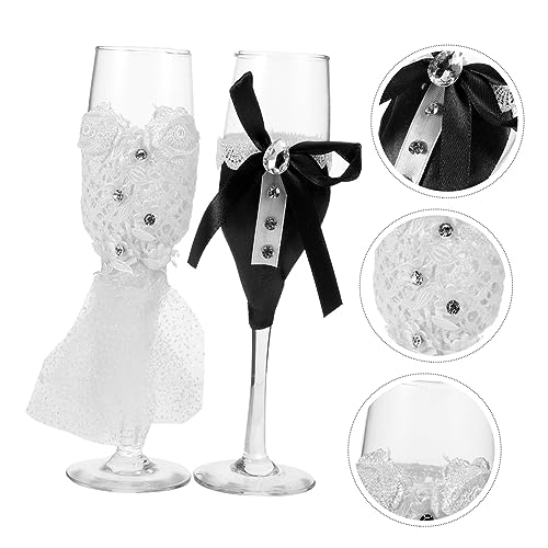 Abaodam 2pcs Flute Delicate Wine Cup Wedding Cup Whisky Cup Wine Accessory Party Beer Cup Drinking Goblet Night Party Cup Drinking Cup Household Wine Cup Bride Decorations Glass