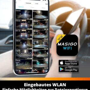 【Bundle 2 Items: MASIGO A330D WiFi GPS + Hardwire Kit】 Dual 60fps Dash Cam Front and Rear, Car Camera Built-in WiFi GPS, Sony Night Vision, G-Sensor Parking Mode, 512GB Max