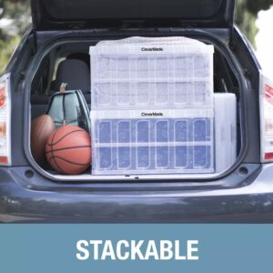 CleverMade 62L Collapsible Storage Bin, No Lid, Black/Translucent Blue.