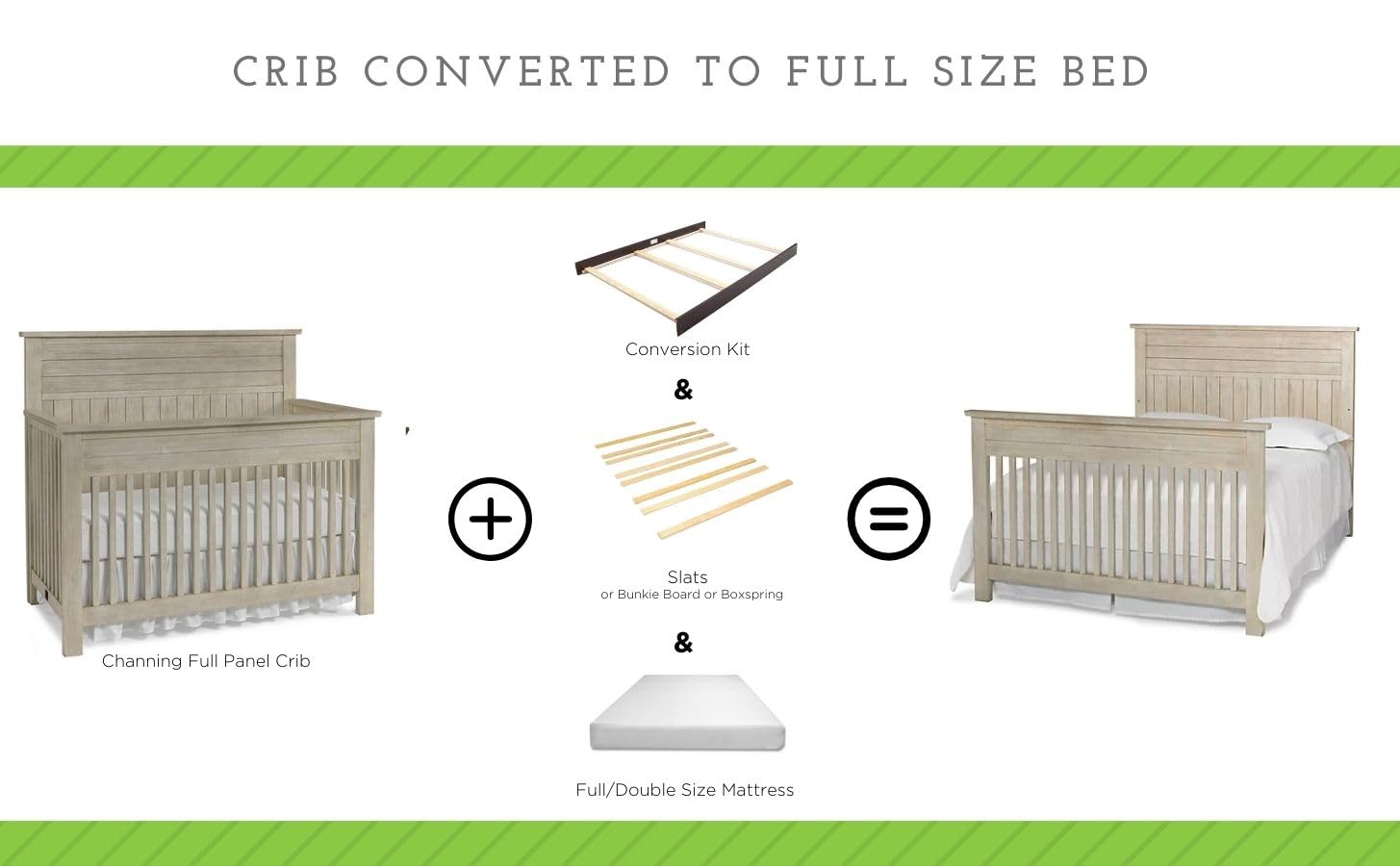 CC KITS Full Size Conversion Kit Bed Rails for Bel Amore & COSI Bella Cribs (Sea Washed Pine)