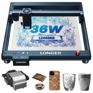 longer laser b1 engraver, 36000mw laser cutter engraving machine with air assist, diy precisely laser engraving machine, cnc machine for wood and metal, acrylic, leather, etc.laser class ii