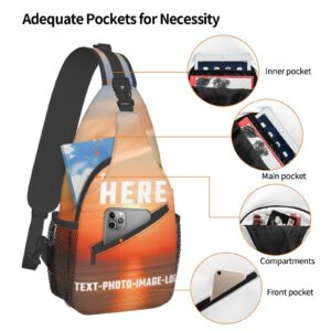 Custom Sling Bag Personalise Image Text Crossbody Shoulder Bag Travel Hiking Daypack Chest Bags For Women Men.