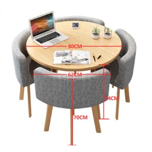 Small Office Reception Room Club Table and Chair Set, Round Table Simple Reception Table and Chair Set, Space-Saving Small Meeting Room Table, Coffee Kitchen Living Room Milk Tea Shop ( Color : Brown