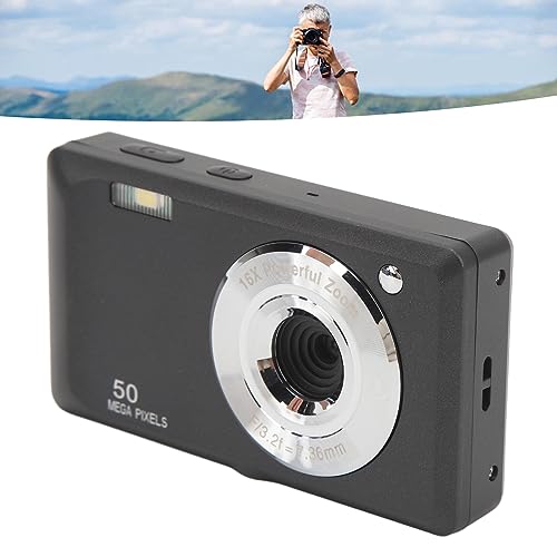 Teens Small Camera, 50MP 4K Digital Camera Face Recognition Autofocus 2.7 Inch TFT Screen 16X Zoom for Photography (Black)