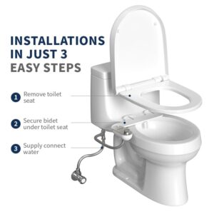 CHEEKY Bidet Toilet Seat Attachment - Non-Electric Bidet Attachment for Toilet Seat - Ultra-Slim Self Cleaning bidet - Adjustable Water Pressure Nozzle, Angle Control & Easy Home Installation