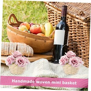 Cabilock 12 pcs mini flower basket wedding mini basket picnic basket baskets for toys doll bread baskets toy baskets mini woven basket mini wood basket bamboo wicker small egg basket