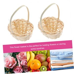 Cabilock 12 pcs mini flower basket wedding mini basket picnic basket baskets for toys doll bread baskets toy baskets mini woven basket mini wood basket bamboo wicker small egg basket