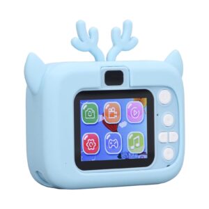 20mp kid camera, 2 inch color display timer video 1080p usb digital camera with card reader for school (blue+white)