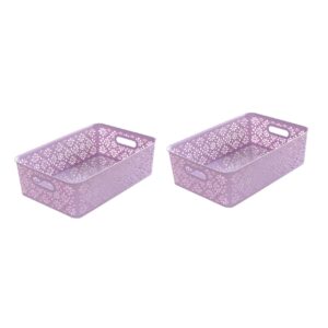 coheali 2pcs box small plastic baskets plastic basket tray stackable organizer bins hollow clothes storage bins stackable basket stackable storage bins household purple drawer box