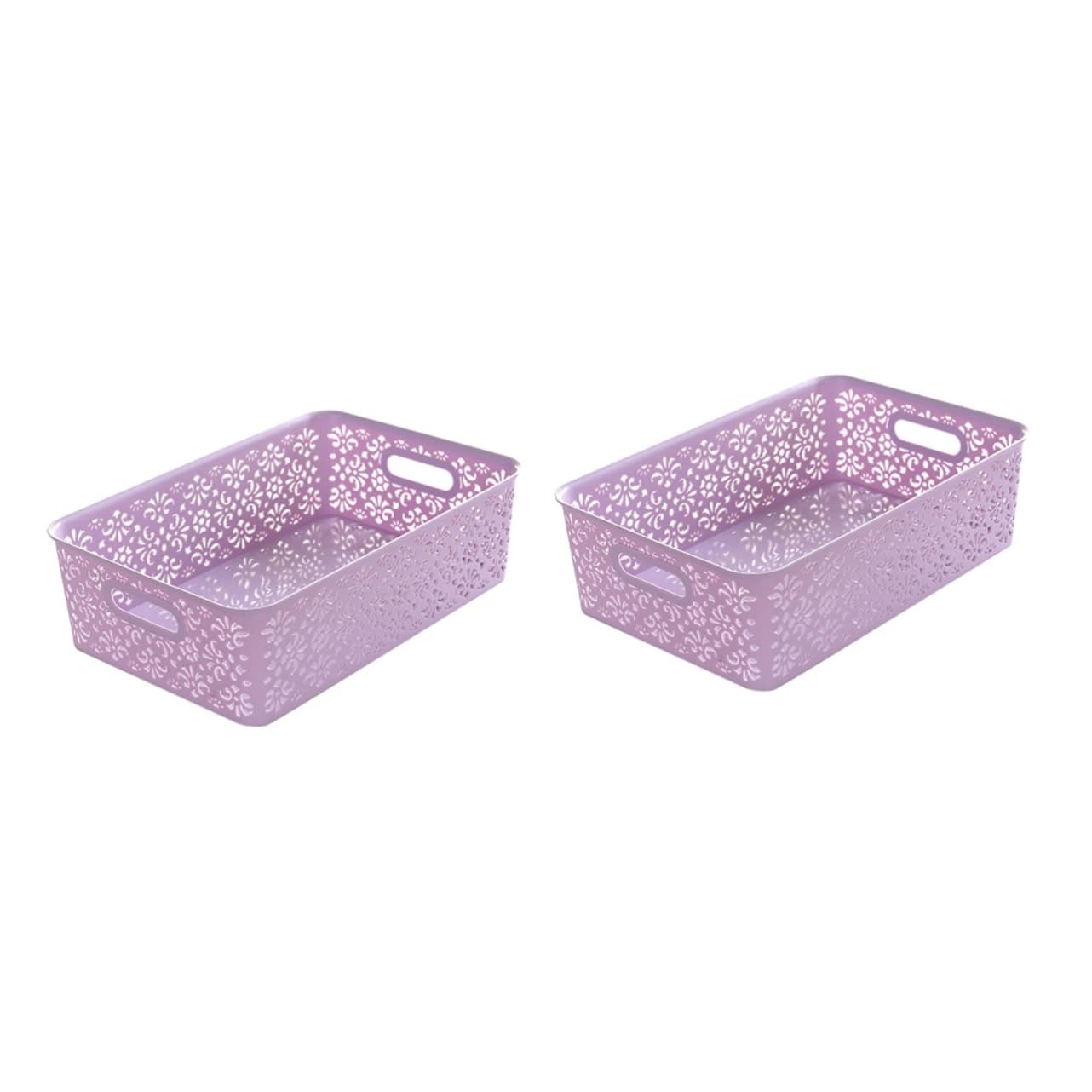 COHEALI 2pcs Box small plastic baskets plastic basket tray stackable organizer bins hollow clothes storage bins stackable basket stackable storage bins household purple drawer box