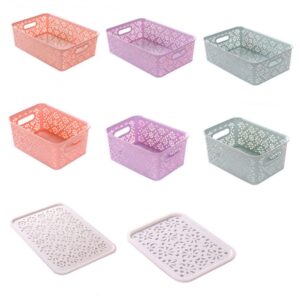 COHEALI 2pcs Box small plastic baskets plastic basket tray stackable organizer bins hollow clothes storage bins stackable basket stackable storage bins household purple drawer box