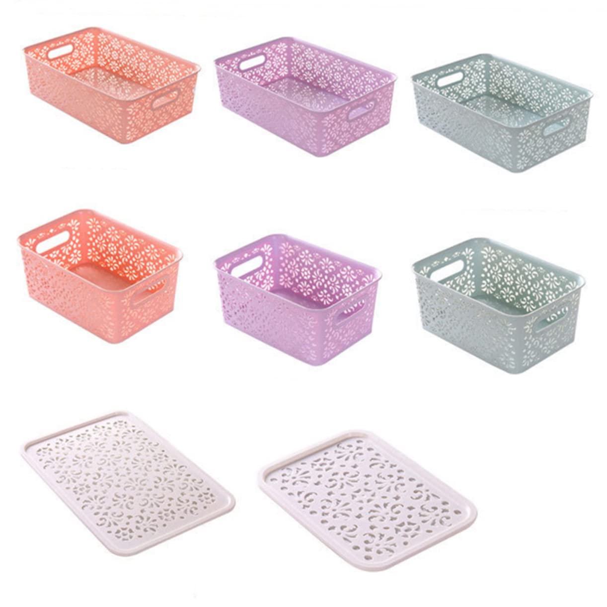 COHEALI 2pcs Box small plastic baskets plastic basket tray stackable organizer bins hollow clothes storage bins stackable basket stackable storage bins household purple drawer box